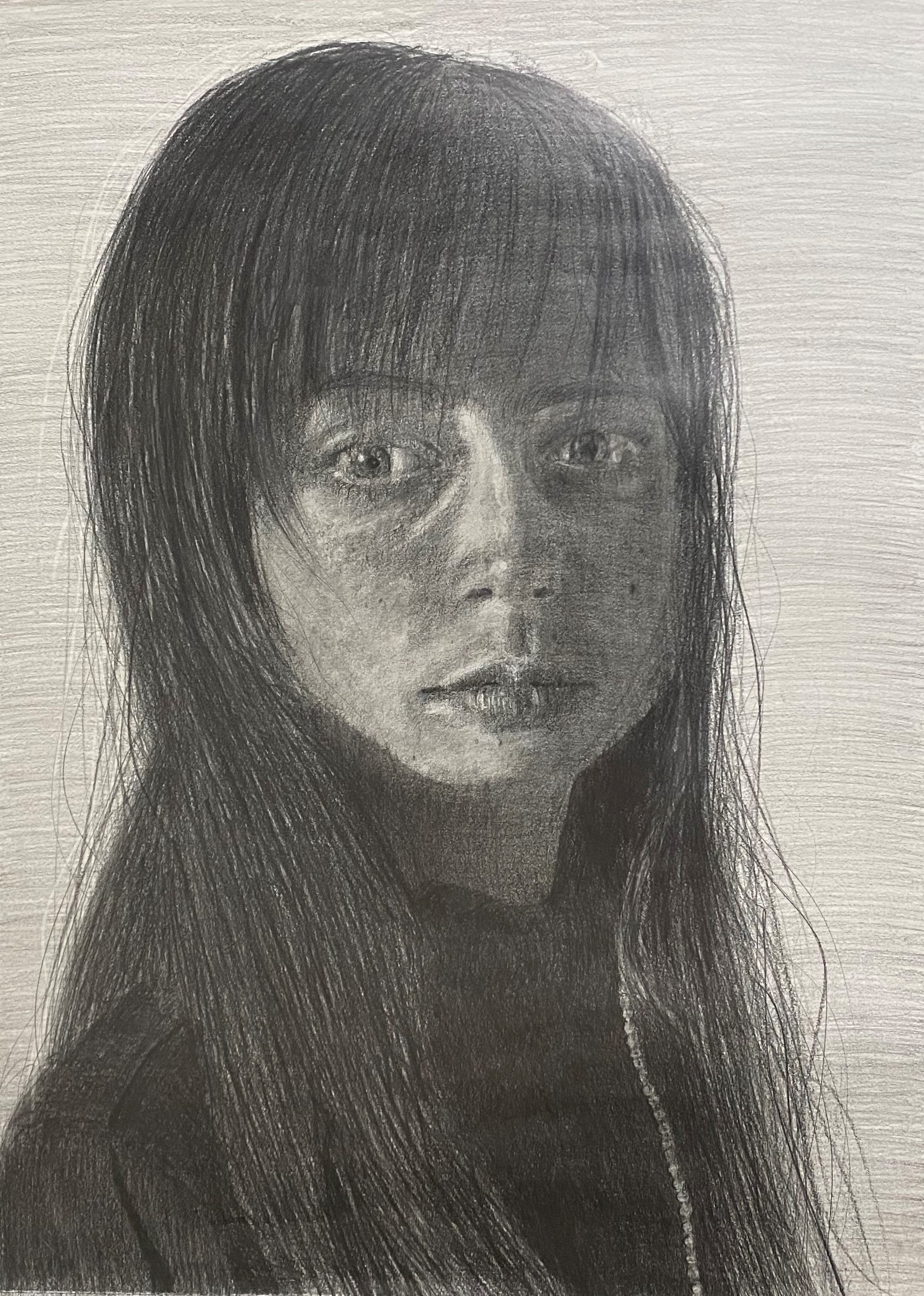 Graphite Self Portrait | Sirena Pearls Art